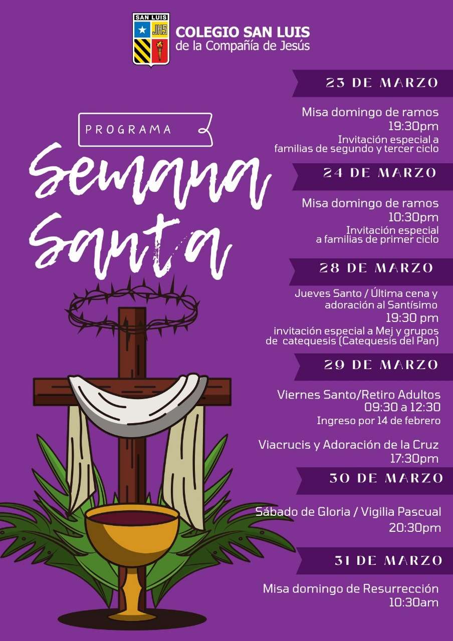 Programa de Actividades de Semana Santa – Colegio San Luis